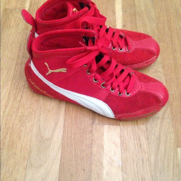 Puma | Shoes | Rare Puma Red Suede High Tops | Poshmark